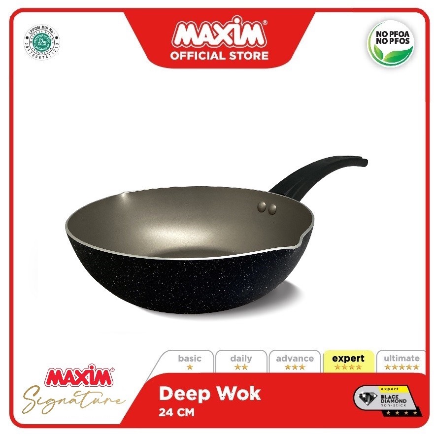 Jual Maxim Signature Wajan Teflon Anti Lengket 24cm Deep Wok | Shopee ...