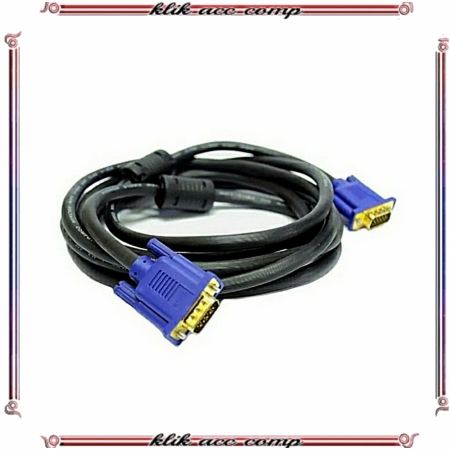 Jual Kabel VGA Gold Male To Male 5 Meter (15 pin)/ Cabel VGA m/m-5m | Shopee Indonesia