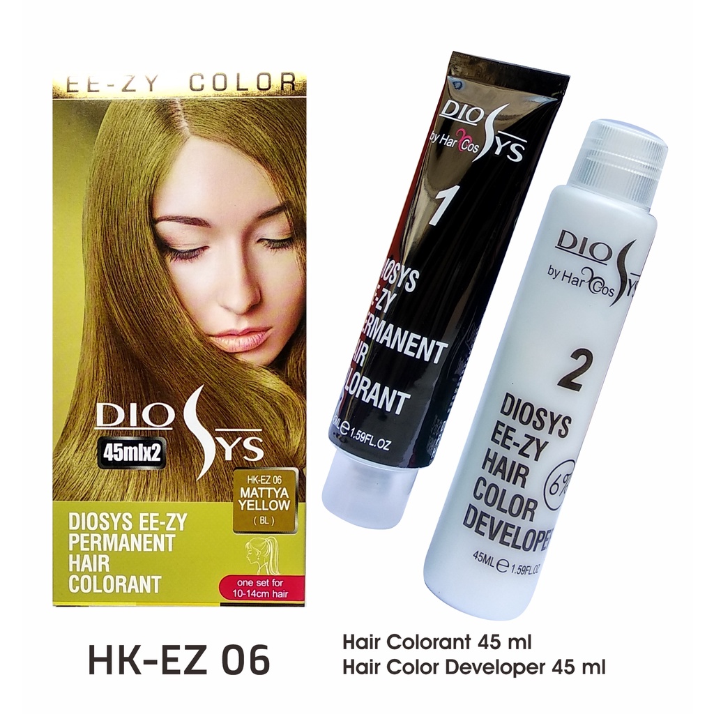 Jual DIOSYS EE-ZY PERMANENT HAIR COLORANT HK-EZ 06 MATTYA YELLOW 2X45ML ...