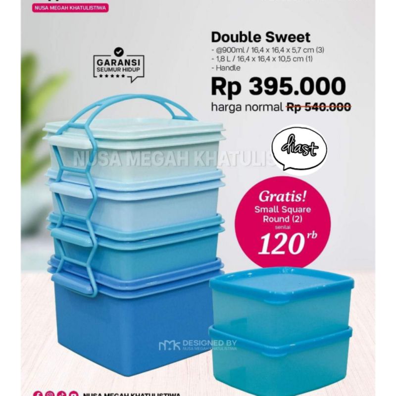 Jual diast rantang piknik tepak makanan double sweet tupperware ...