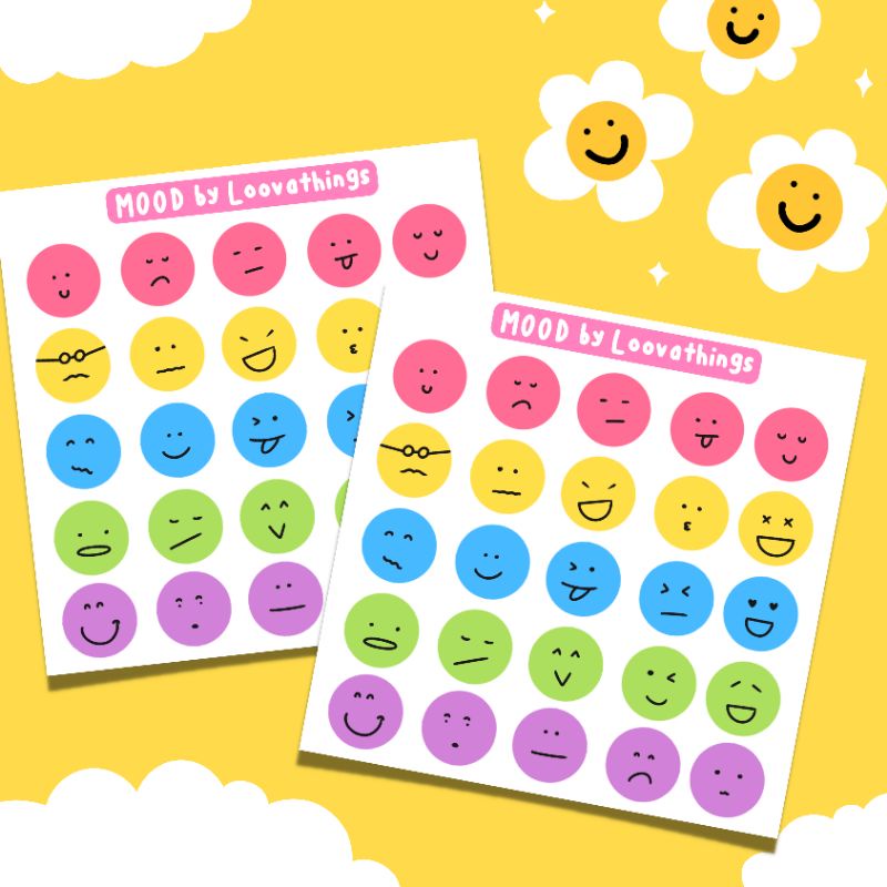 Jual MOOD STICKER | DOT EMOJI STIKER BUJO | STIKER DECO SMILEY Face ...