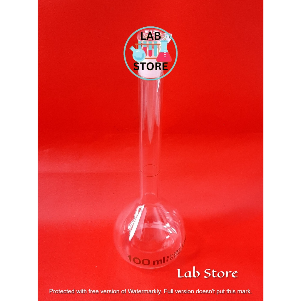 Jual Labu ukur 100ml Iwaki / Volumetric Flask 100ml Iwaki / Labu ukur Glass Stopper Iwaki ...