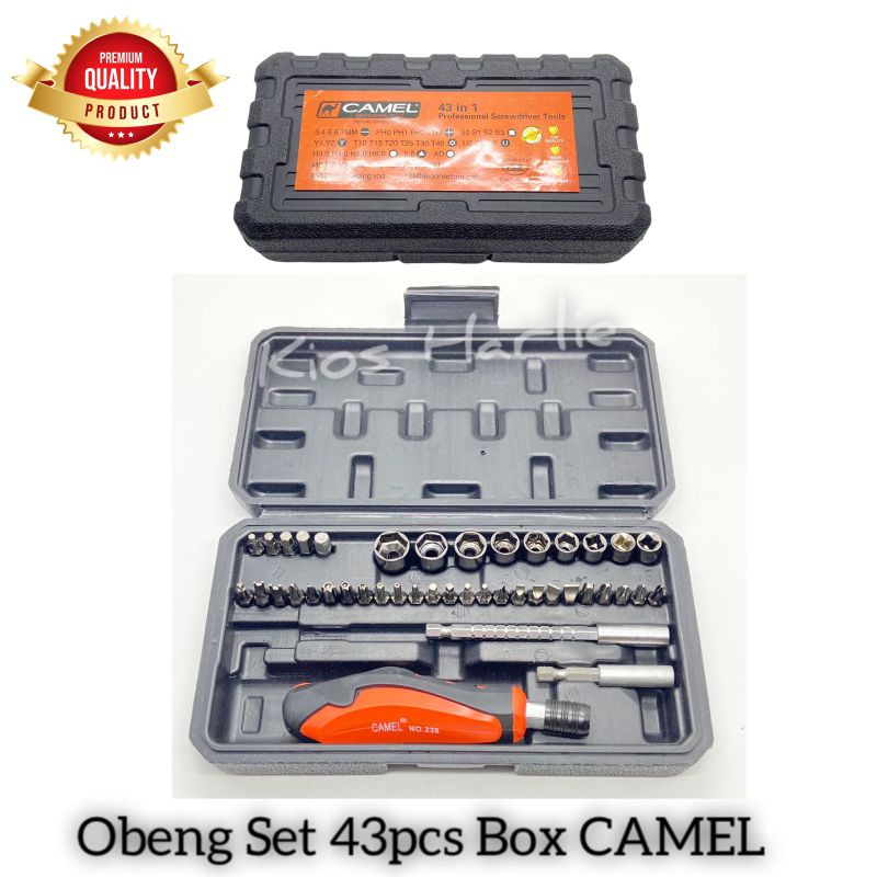 Jual obeng set, obeng set 43pcs camel, mata obeng dan kunci socket ...