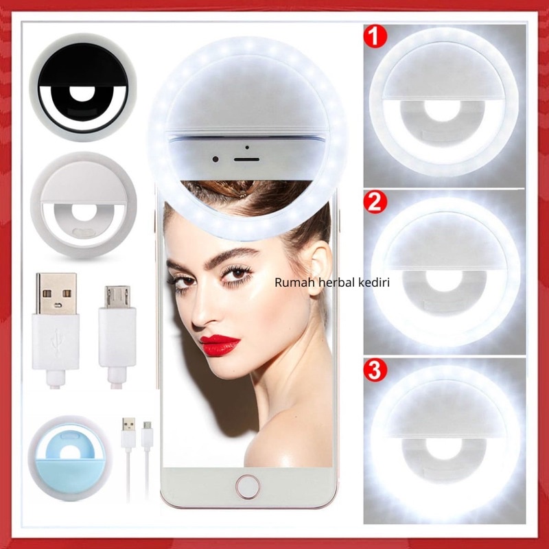 Jual RING LIGHT SELFIE LED Lamp Lampu Ringlight flash charm eyes jepit ...