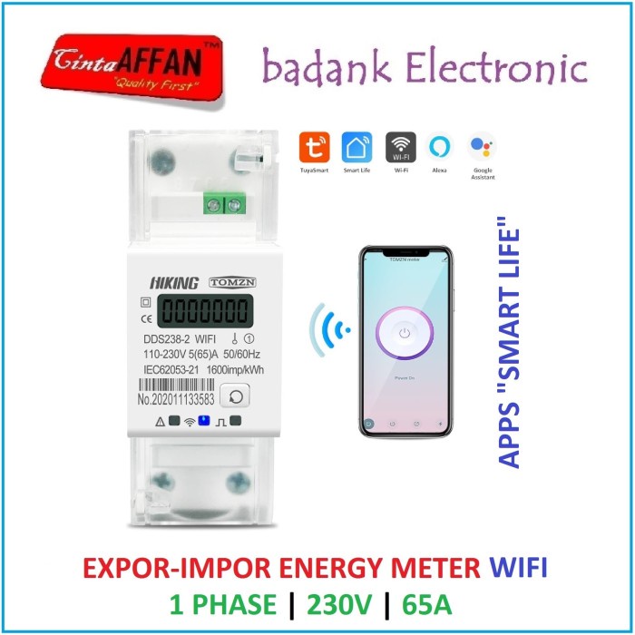 Jual Arus Dds238-2 Wifi Energy Kwh Meter 1 Phase 65A - Expor Impor ...