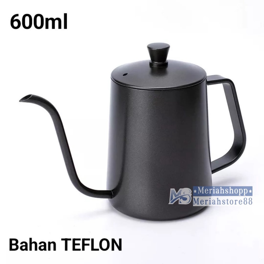 Jual Teko Leher Angsa 600ml black hitam TEFLON Kettle Gooseneck Kopi ...