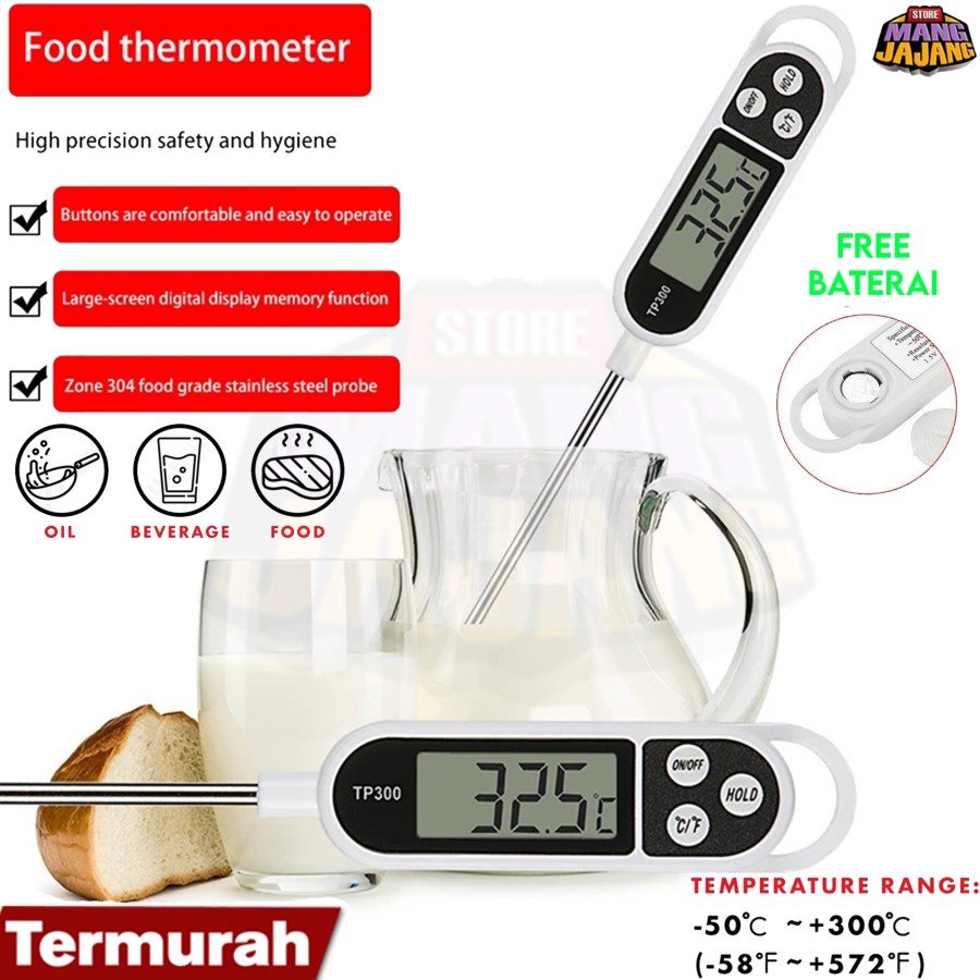 Jual Termometer Makanan Minuman Digital Alat Pengukur Suhu Kopi Daging ...