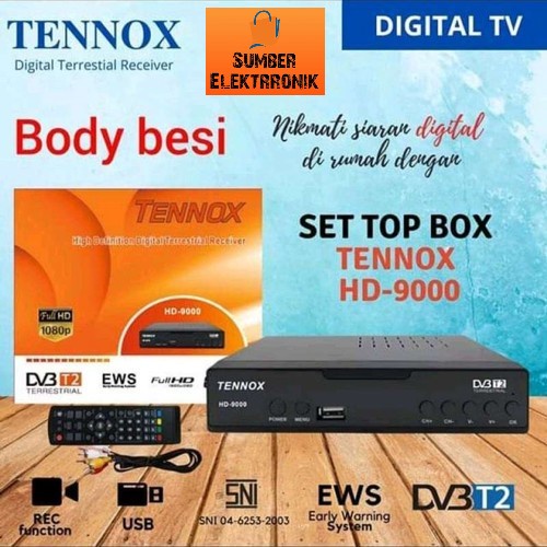 Jual SET TOP BOX TV DIGITAL TENNOX DVB T2 EWS UHF HD / ALAT TV DIGITAL ...