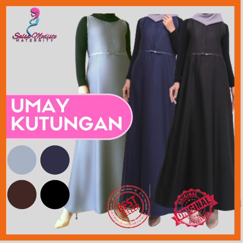 Jual Inner Long Dress Hitam kutung Gamis Kerja Ibu Hamil Menyusui ...