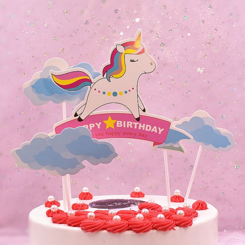 Jual TOPPER CAKE UNICORN AWAN / HIASAN KUE DESIGN UNICORN DAN AWAN ...