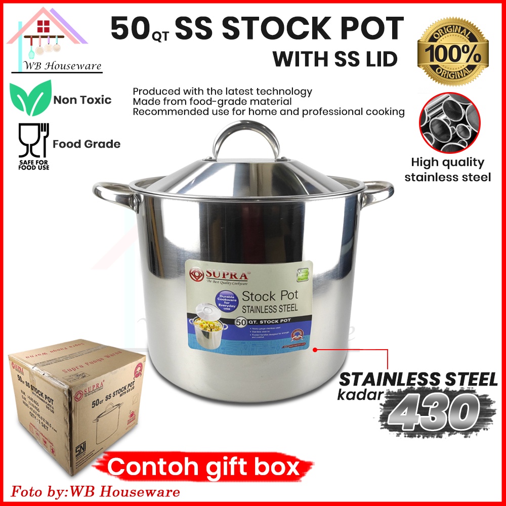 Jual SUPRA stockpot 50qt 47Liter / panci tinggi jumbo stainless + tutup ...