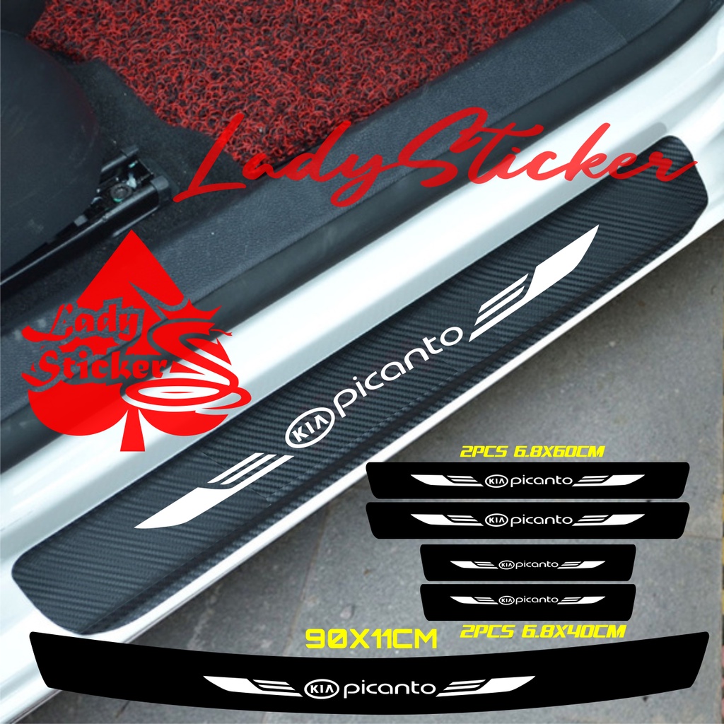 Jual 5pcs sticker sill plate carbon 3d mobil picanto sticker karbon 3d ...