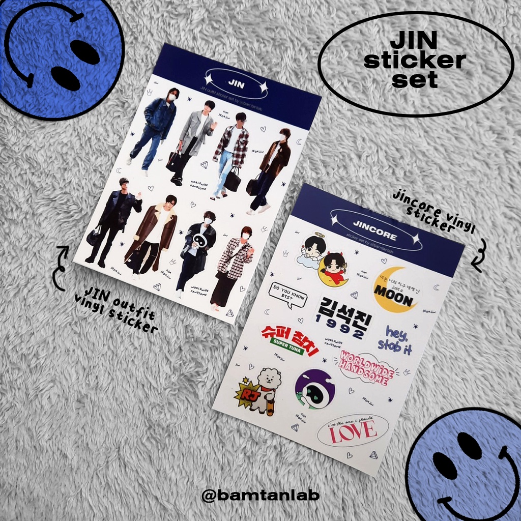 Jual JIN BTS STICKER SET / JIN OUTFIT & JINCORE VINYL STICKER | Shopee ...