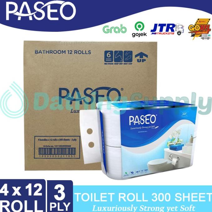 Jual (KHUSUS GOJEK/GRAB) Tissue Paseo Elegant Toilet 12 Roll - 1 DUS 4 ...