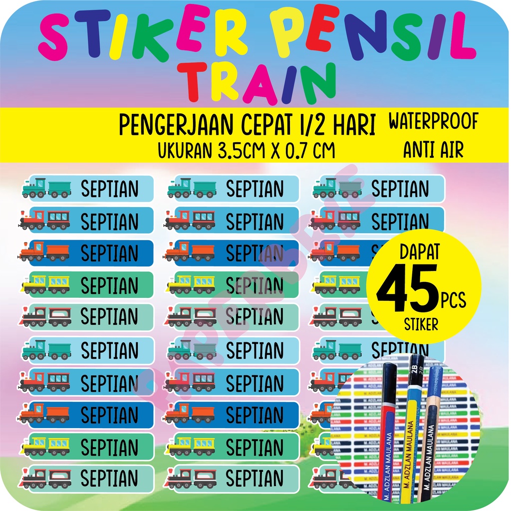 Jual Stiker Nama Anak Pensil Train - Label Nama Lucu Stiker Crayon ...