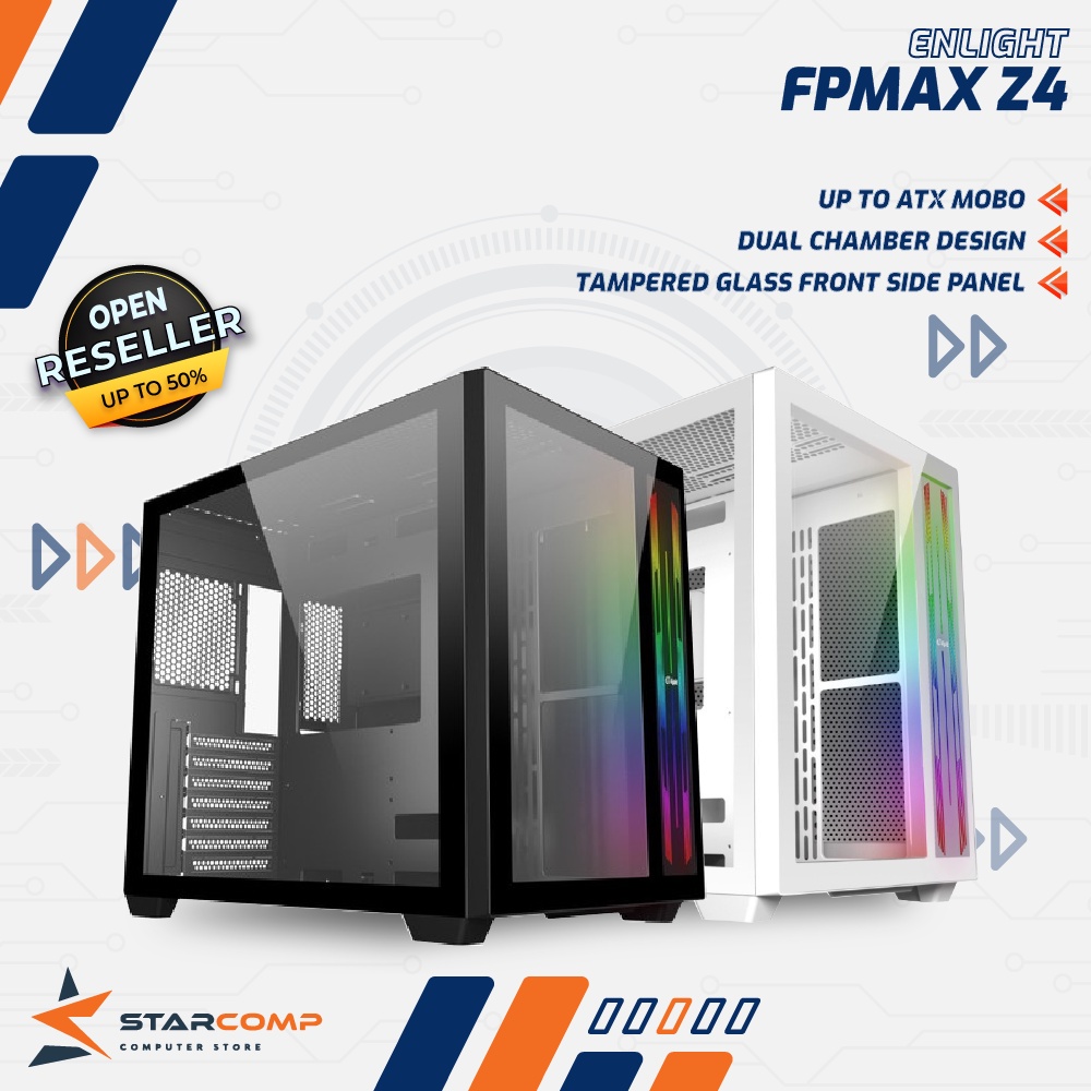 Jual Enlight FPMAX Z4 Dual Chamber RGB Tempered Glass ATX Gaming Case Z ...