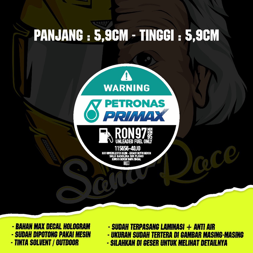 Jual sticker printing unleaded fuel only bahan bakar ron pertamax ...