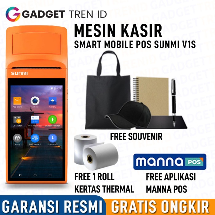 Jual Kassa Mesin Kasir Android Portable Sunmi V1S 1/8Gb Pos Thermal Printer Scan | Shopee Indonesia