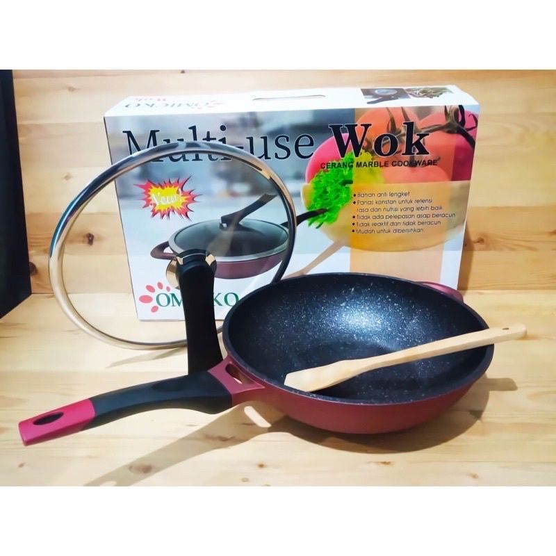 Jual panci wok Omicko 32cm wajan anti lengket bahan tebal sudah free ...
