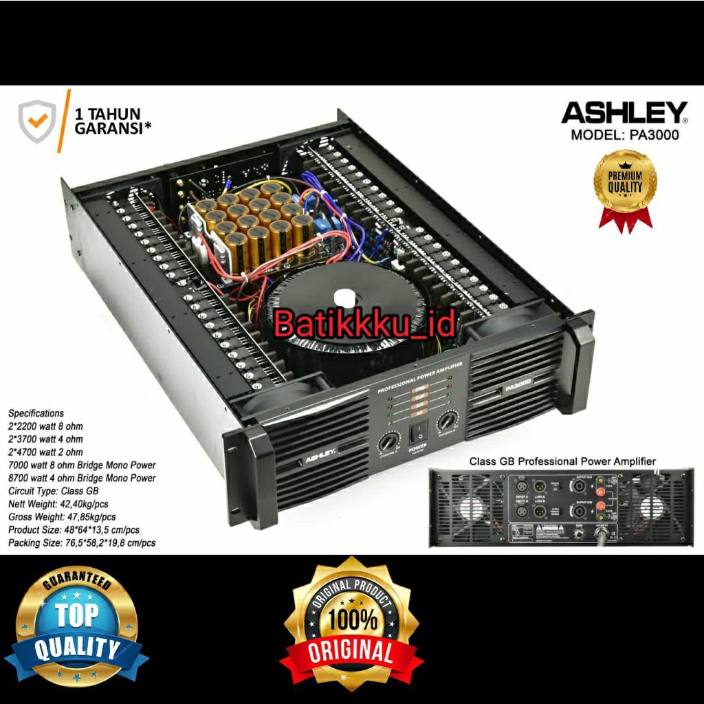 Jual Power ASHLEY PA 3000 PA3000 ORIGINAL 2CH CLASS GB 4700 WATT ...