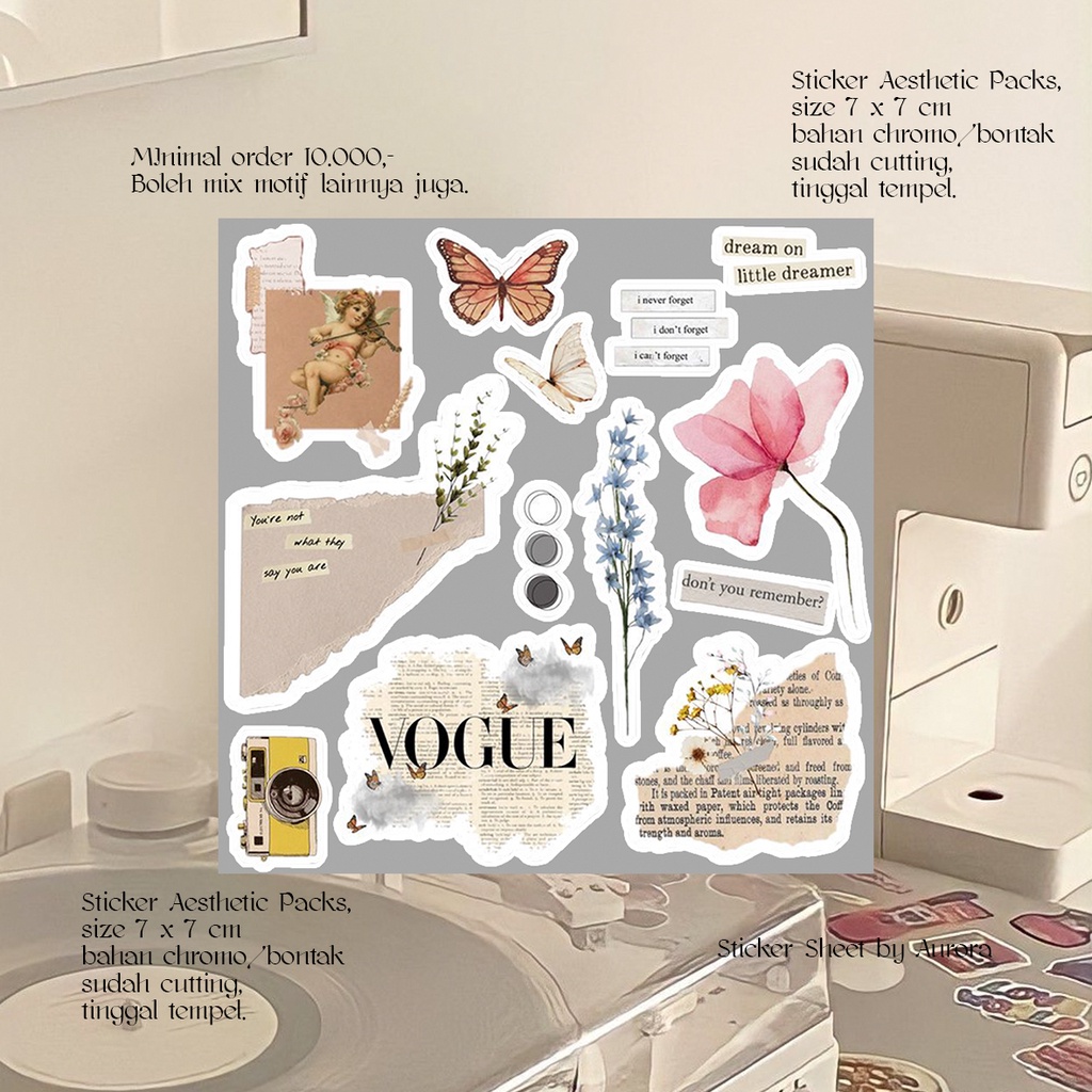 Jual (Part 1) Sticker Vintage Vogue Aesthetic Journal Sudah Cutting ...