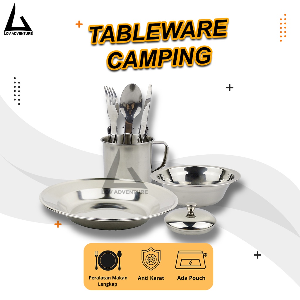 Jual Set Alat Makan Camping / Outdoor Aluminium Lengkap Piring Mangkok ...
