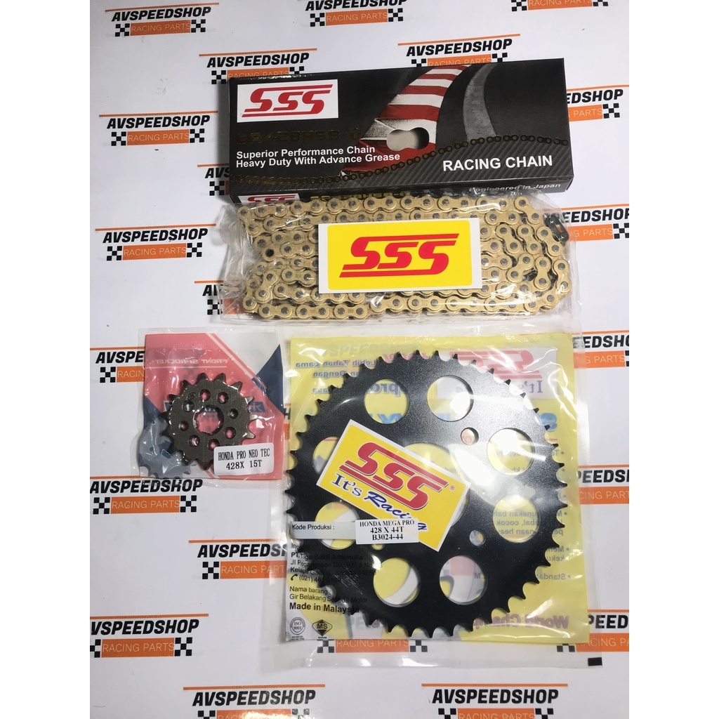 Jual GEAR SET GIR SET SSS 428 BLACK HONDA MEGA PRO / SONIC 150 R / GTR 150 R / VERZA / TIGER ...