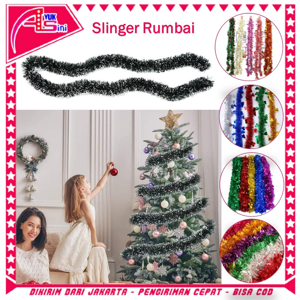 Jual AS Slinger Tinsel Rumbai 2 Meter Hiasan Pohon Natal Motif Bintang ...