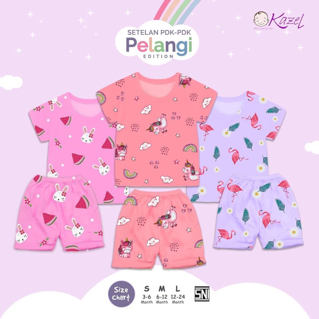 Jual Kazel Short Sleeve Reeb Set 3pk Rainbow | Setelan Pendek Anak Pelangi | Shopee Indonesia