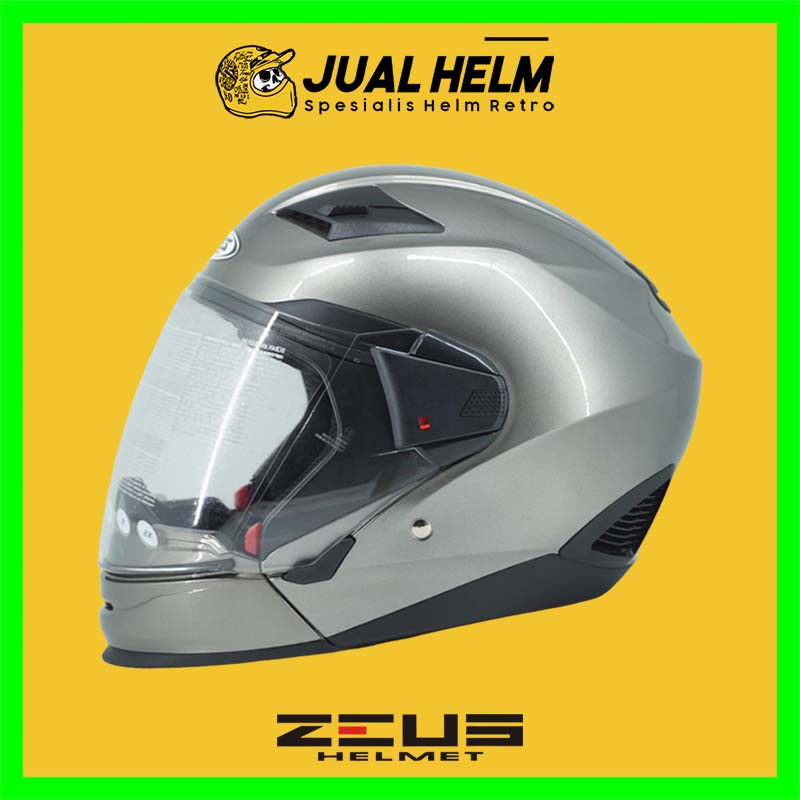 Jual Helm Zeus ZS611C Solid Dark Silver Glossy | Zeus ZS 611C Double ...