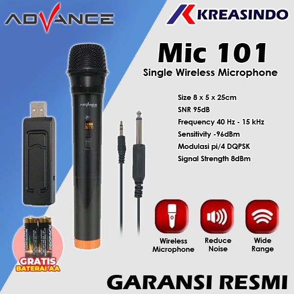 Jual ADVANCE MIC101 / MIC-101 Single Microphone Wireless Mic Karoeke | Shopee Indonesia