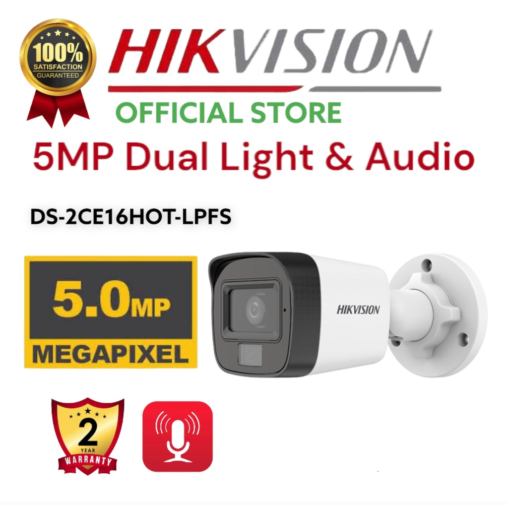 Jual HIKVISION DS-2CE16K0T-LPFS 5MP 3K DUAL LIGHT AUDIO INDOOR FIXED TURRET OUTDOOR CCTV CAMERA ...
