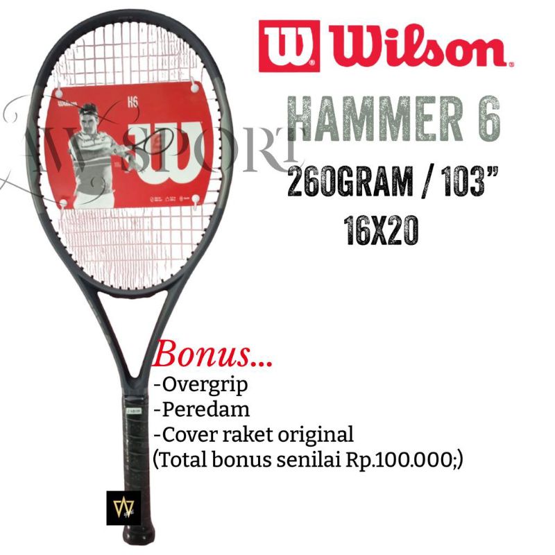 Jual Raket Tenis Wilson HAMMER 6 H6 Berat : 260g 103" Original / Tennis ...