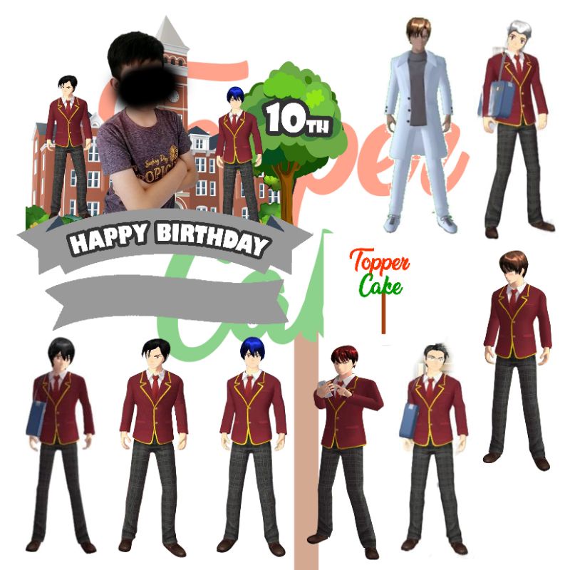 Jual Topper Cake Sakura Simulator Boy gratis tambah nama, usia, foto ...
