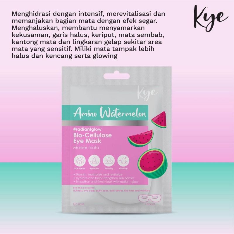 Jual KYE AMINO WATERMELON BIO CELLULOSE EYE MASK 1 SHEET | Shopee Indonesia
