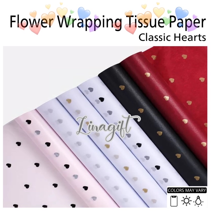 Jual ( 1 Pak - 20 Lembar ) KERTAS KADO HATI HEARTS - KERTAS TISU LOVE ...