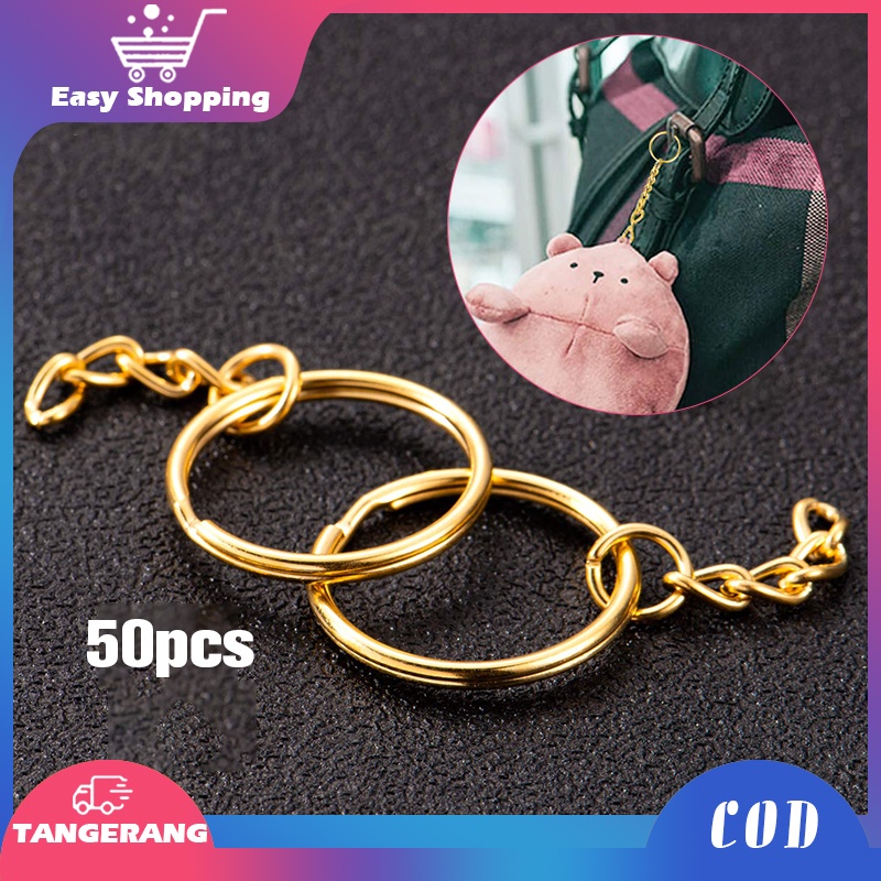 Jual 50pcs Ring Gantungan Kunci Emas 25 mm Keychain Gepeng Pipih Ring ...