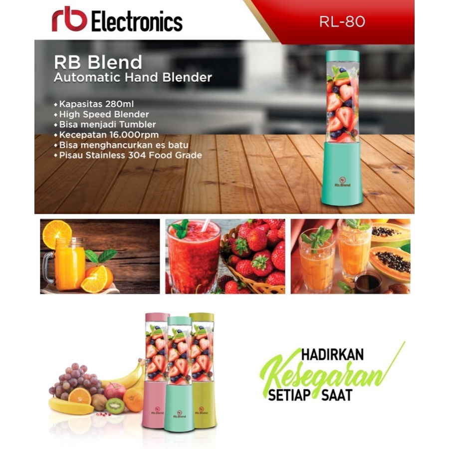 Jual RB Blend RL-80 High Speed Blender | Blender Sayur & Buah Fresh - Hijau | Shopee Indonesia