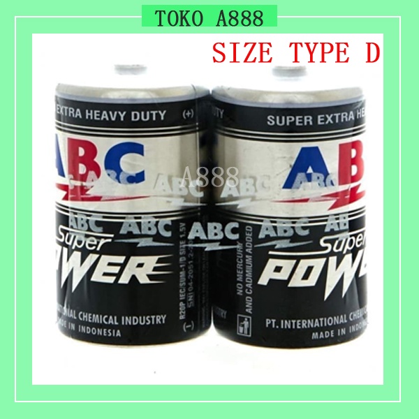 Jual BATERAI BATERE ABC POWER SIZE TYPE D ISI 2 BUTIR | Shopee Indonesia
