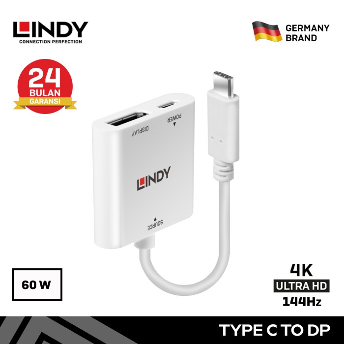 Jual LINDY USB C to DisplayPort Converter with Power Delivery 60W ...