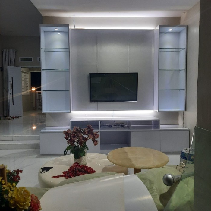 Jual backdrop tv lemari tv minimalis modern hpl | Shopee Indonesia