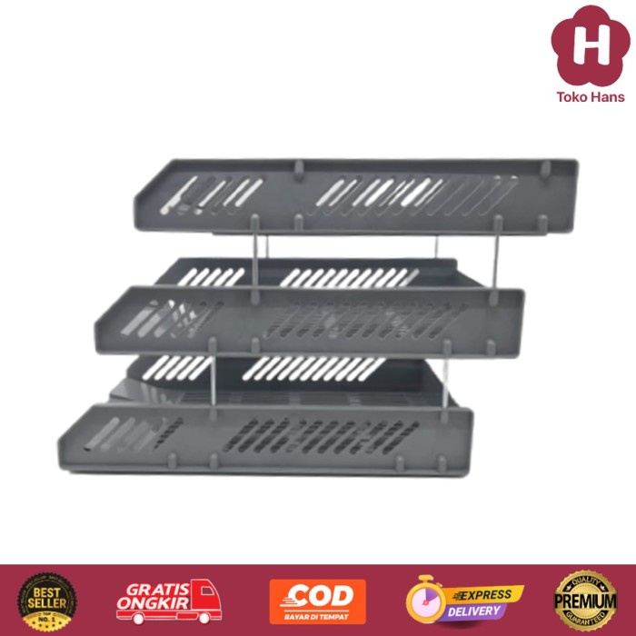 Jual File Tray Rak Penyimpan File 3 Tingkat Rak Susun Plastik HIPS ...
