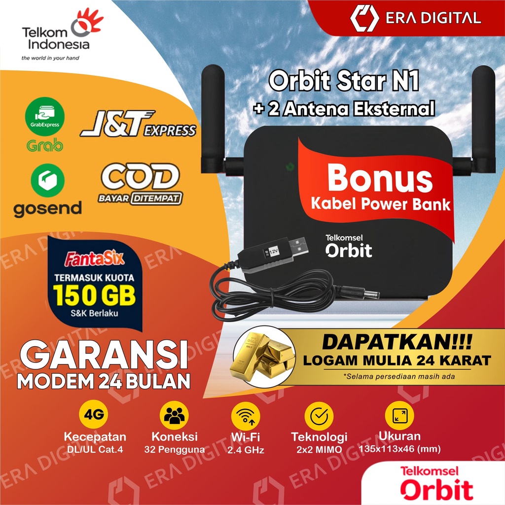 Jual Telkomsel Orbit Star N1 Modem Router WiFi HKM 0127-A 4G Bonus Kuota 150GB | Shopee Indonesia