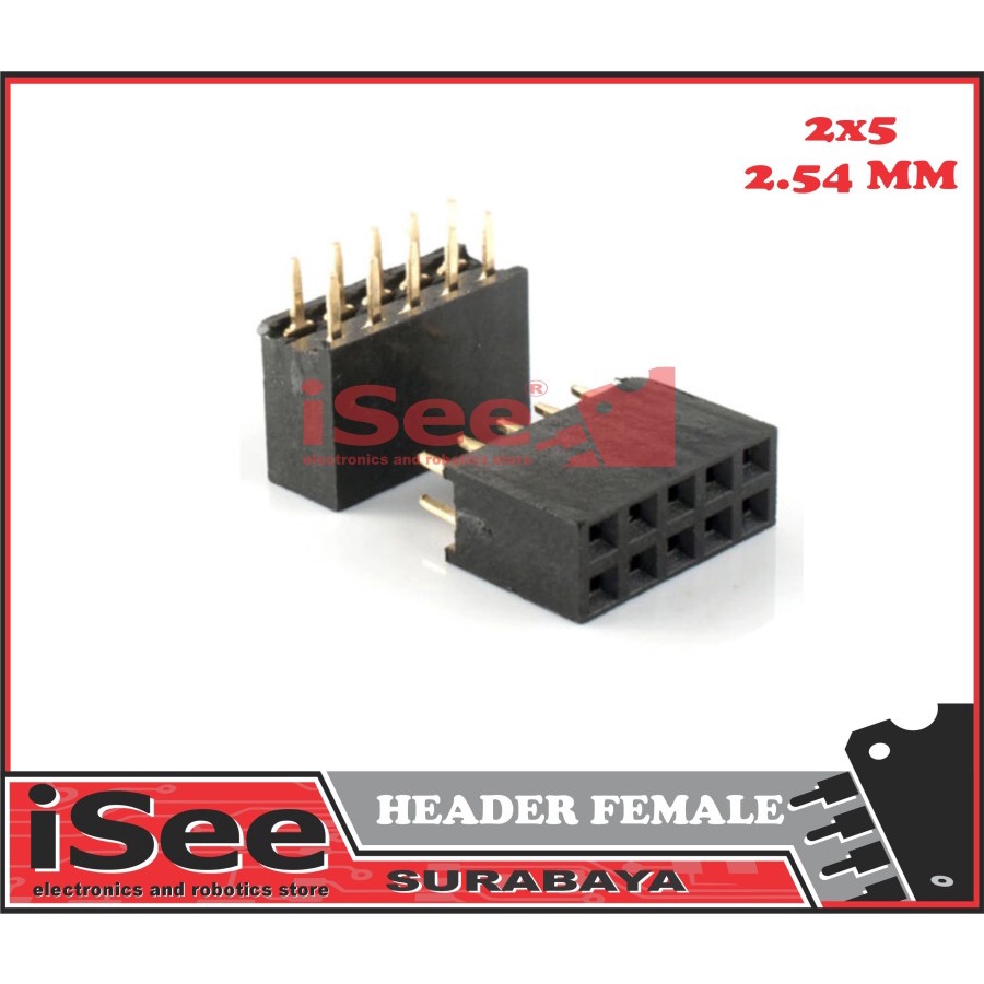 Jual Header Female 2X5 Pin p 10P 2.54mm Double Row Straight Pin 2x5p 2 ...