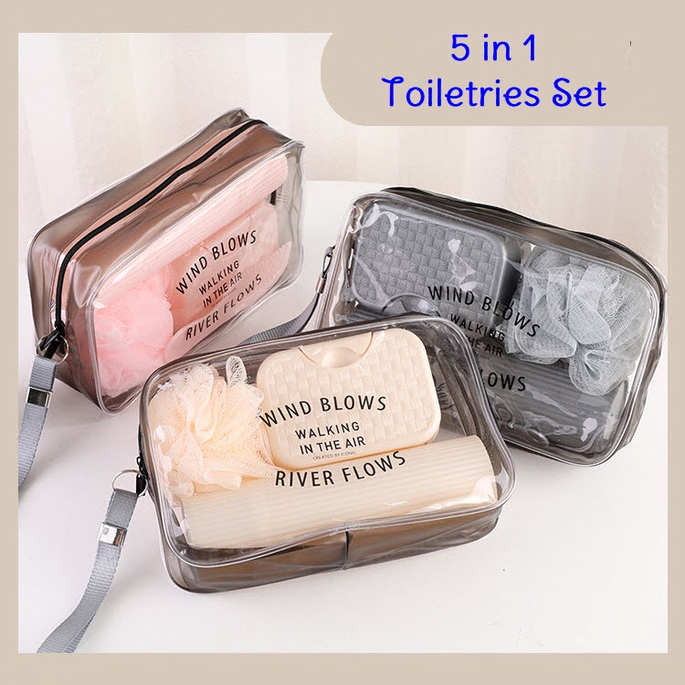 Jual 5in1 Travel Toiletries Bag Toiletry Ser Tas Perlengkapan Mandi ...