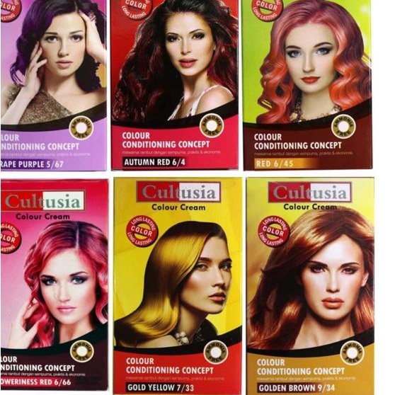 Jual Cultusia hair color Colour cream / pewarna cat rambut AMMONIA FREE ...