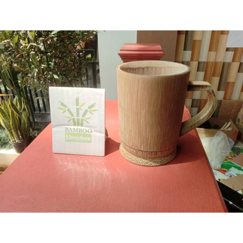 Jual Gelas bambu - cangkir bambu halus - cup bamboo plus pegangan ...