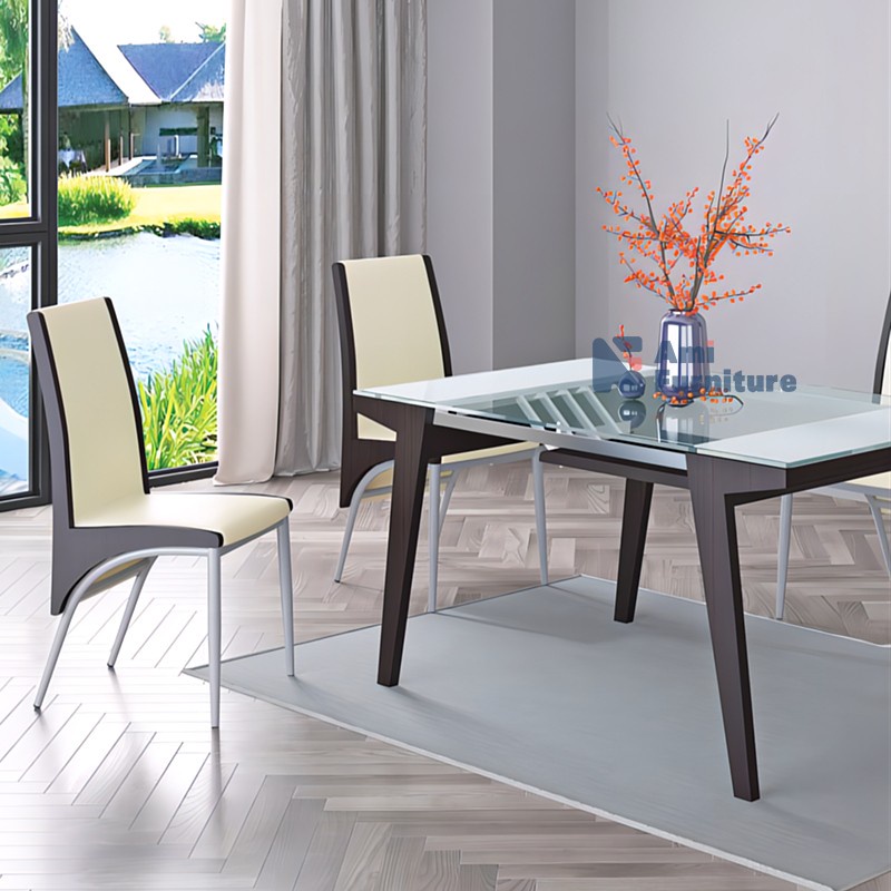 Jual meja makan set 4 kursi minimalis kayu premium DT 398 + DC 218 SIANTANO | Shopee Indonesia