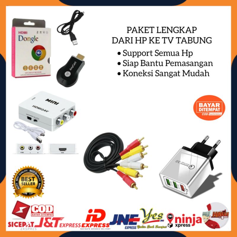 Jual [COD] PAKET LENGKAP ANYCASH DONGEL DARI HP KE TV TABUNG / WIRELESS ...