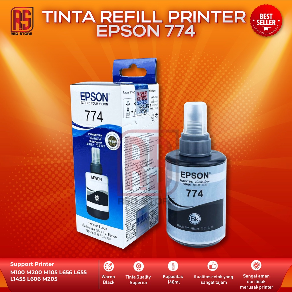 Jual Tinta Epson 774 Hitam Untuk Tipe Printer L605 L655 M100 M200 M105 ...